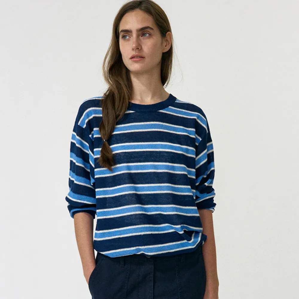 Stripe Round Pullover (Blue) - 감도 깊은 취향 셀렉트샵 29CM