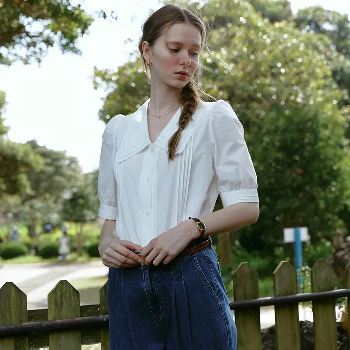 DALLIA scallop embroidery collar shirt_WHITE - 감도 깊은 취향 셀렉트샵 29CM