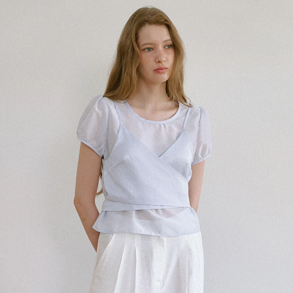 See-through Bustier Blouse - Sky blue - 감도 깊은 취향 셀렉트샵 29CM