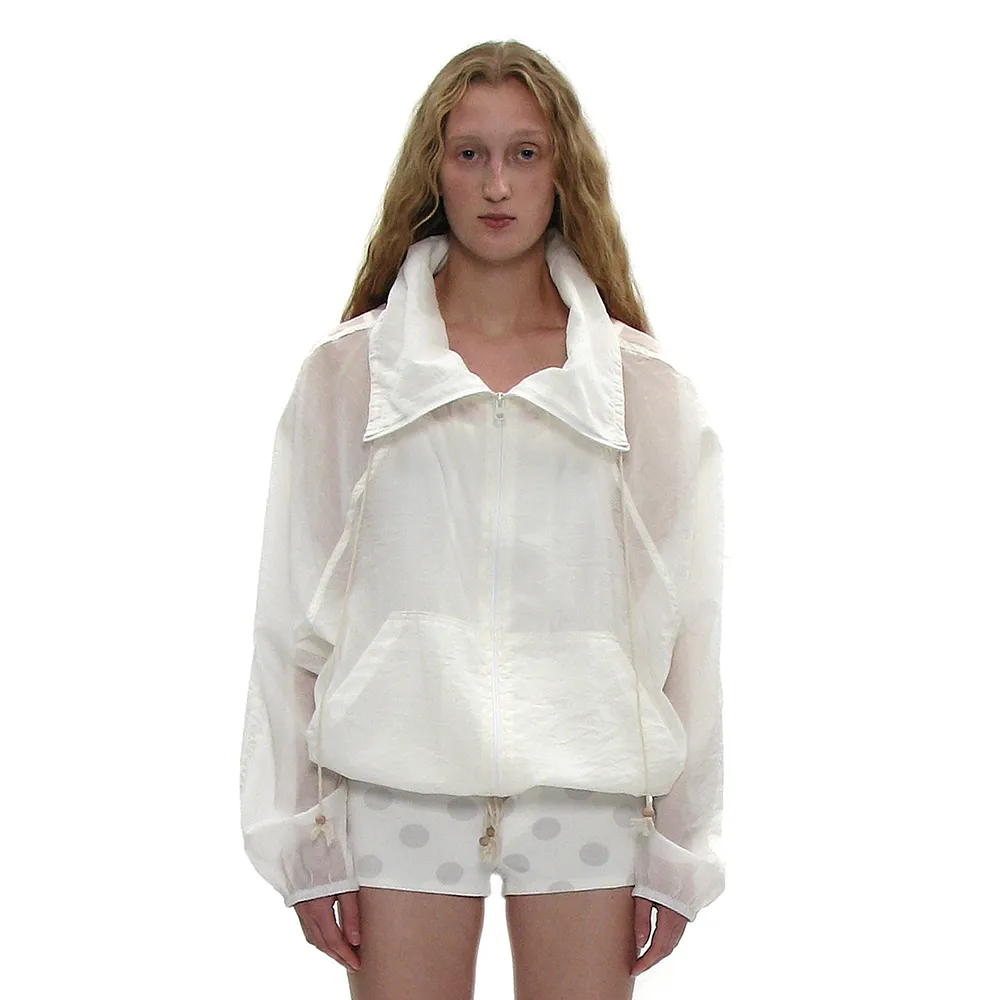 SHEER HIGH-NECK ZIP-UP JACKET_WHITE - 감도 깊은 취향 셀렉트샵 29CM