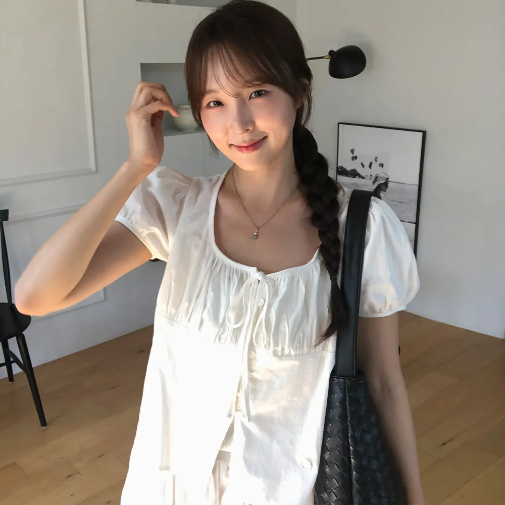 [서경,알로하PICK]ANC RIBBON PUFF BLOUSE_LACE WHITE - 감도 깊은 취향 셀렉트샵 29CM