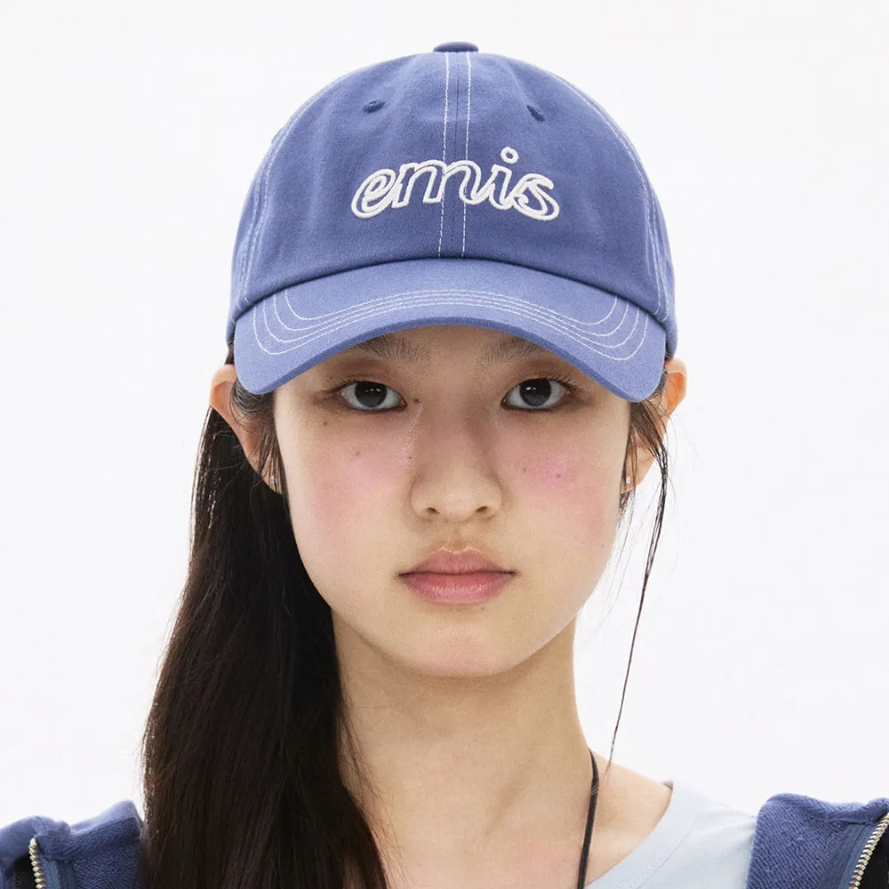 LETTERING LOGO WHITE STITCH BALL CAP-NAVY - 감도 깊은 취향 셀렉트샵 29CM