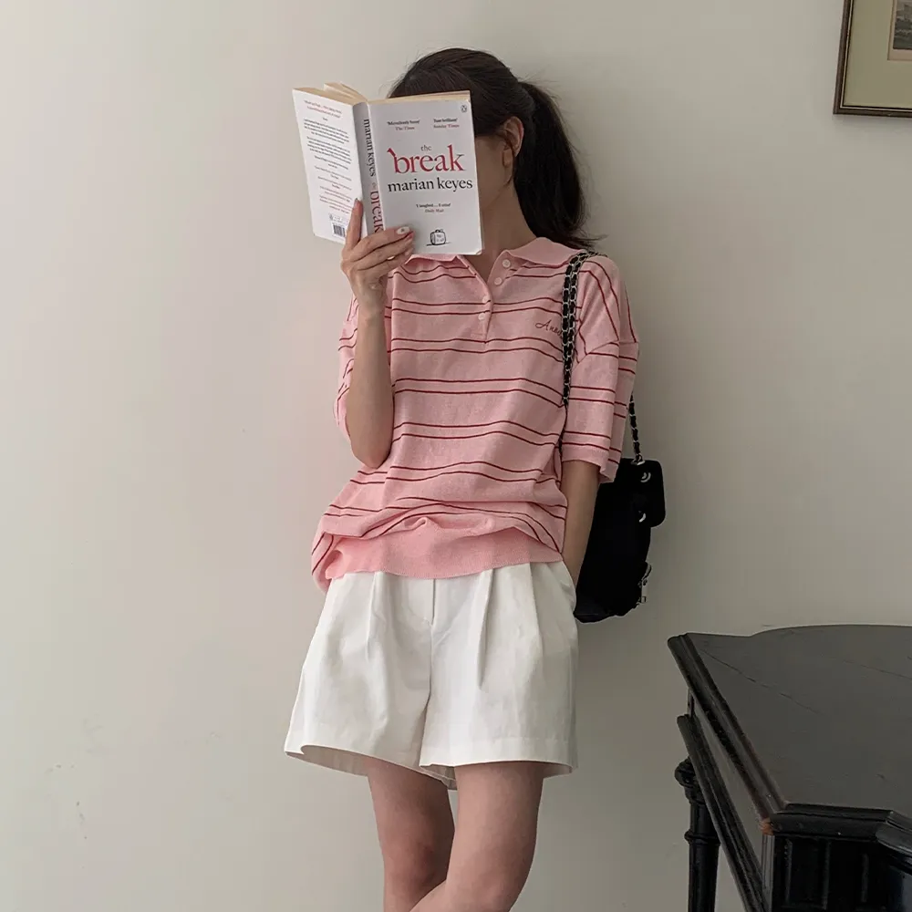 [알로하PICK]ANC CHARMING STRIPE HALF KNIT_PINK - 감도 깊은 취향 셀렉트샵 29CM