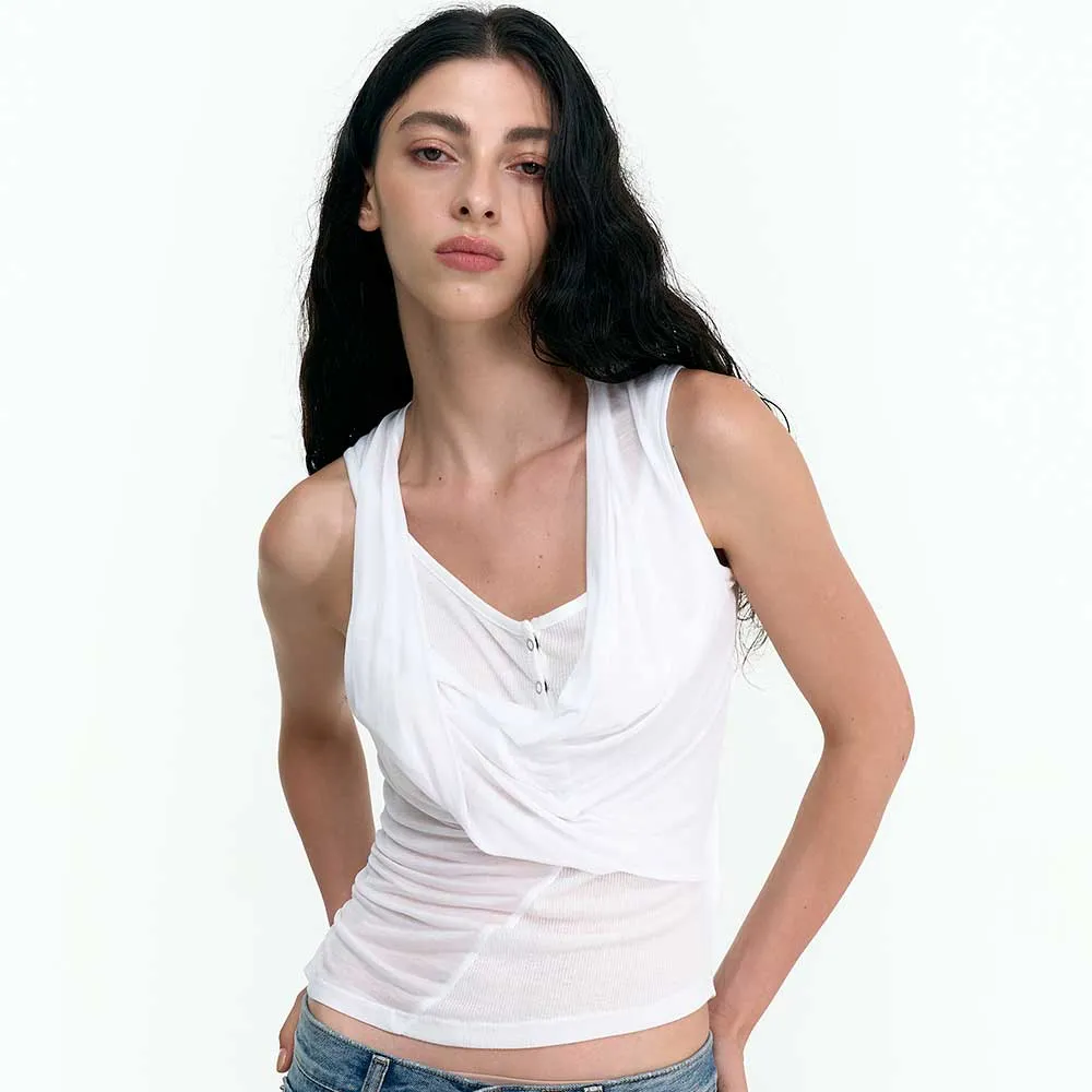 DRAPED HENLEY TANK (WHITE) - 감도 깊은 취향 셀렉트샵 29CM