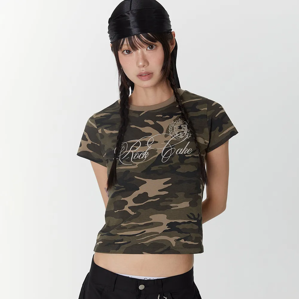Camo Script Crop Top - Khaki - 감도 깊은 취향 셀렉트샵 29CM