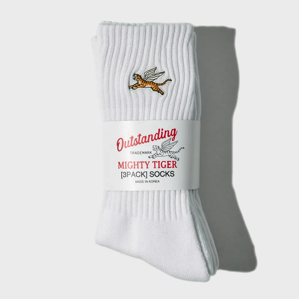 [3PACK]MIGHTY TIGER LOGO SOCKS_WHITE - 감도 깊은 취향 셀렉트샵 29CM