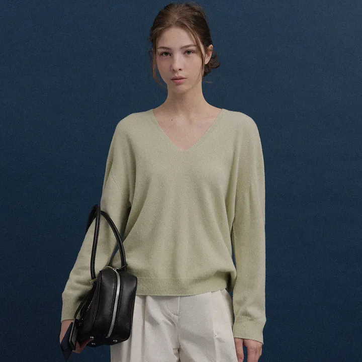 Paper v neck knit (ivory / dark gray / light pink / brown) - 감도 깊은 취향 셀렉트샵 29CM