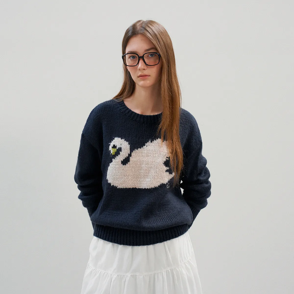 스완 자카드 오버 니트_Deep Navy - 감도 깊은 취향 셀렉트샵 29CM