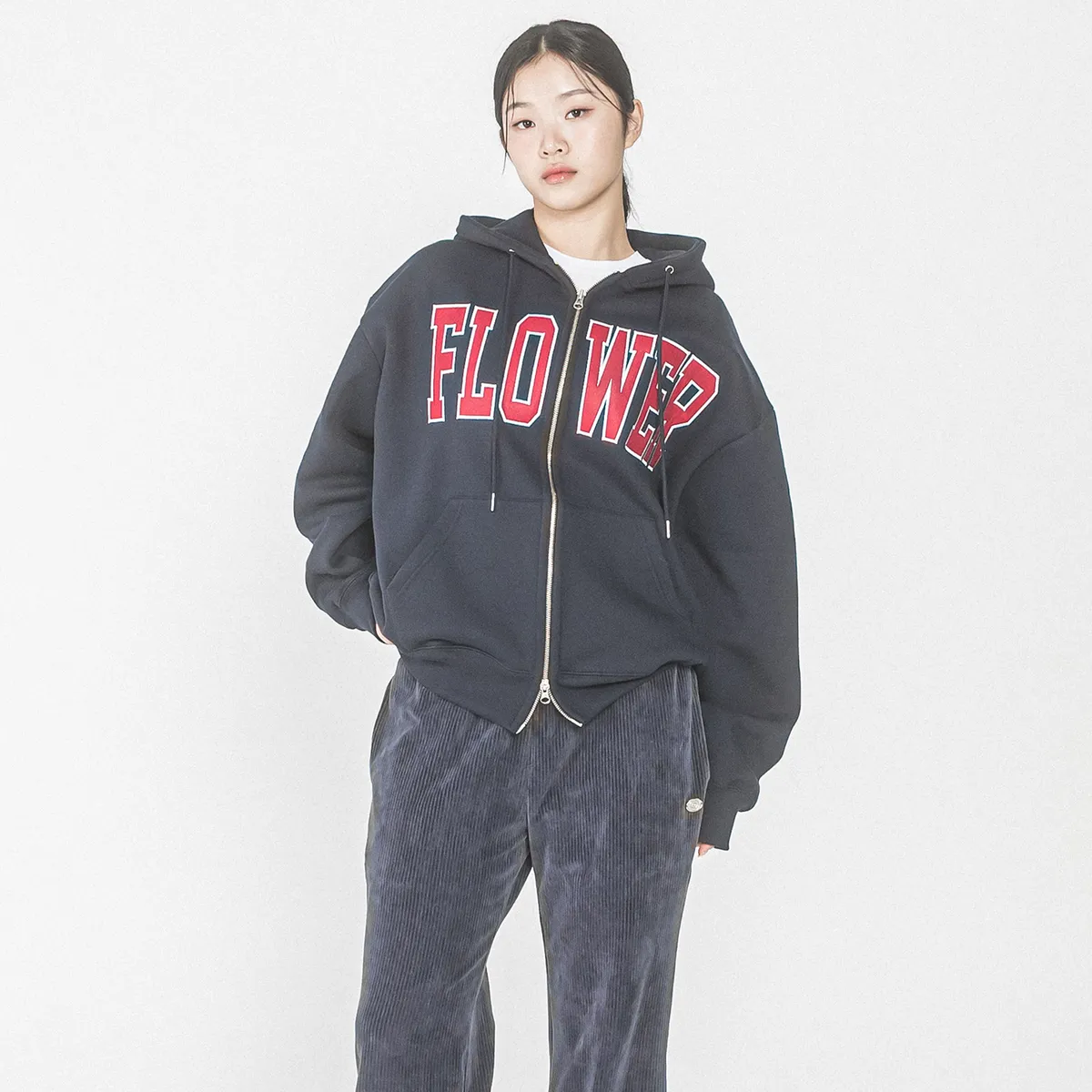 FLOWER ZIP UP HOOD(NAVY_WINE) - 감도 깊은 취향 셀렉트샵 29CM