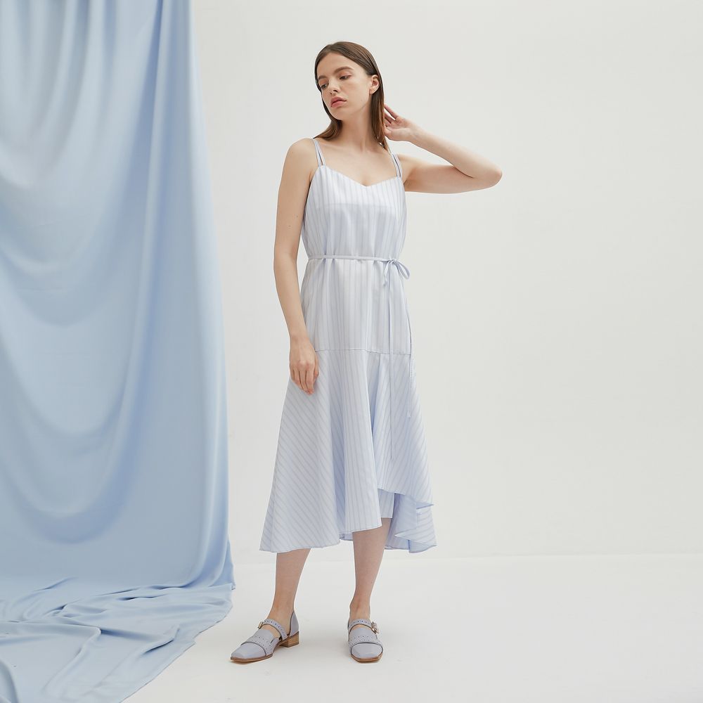 BUSTIER STRIPE FLARE ONEPIECE - SKY BLUE - 감도 깊은 취향 셀렉트샵 29CM