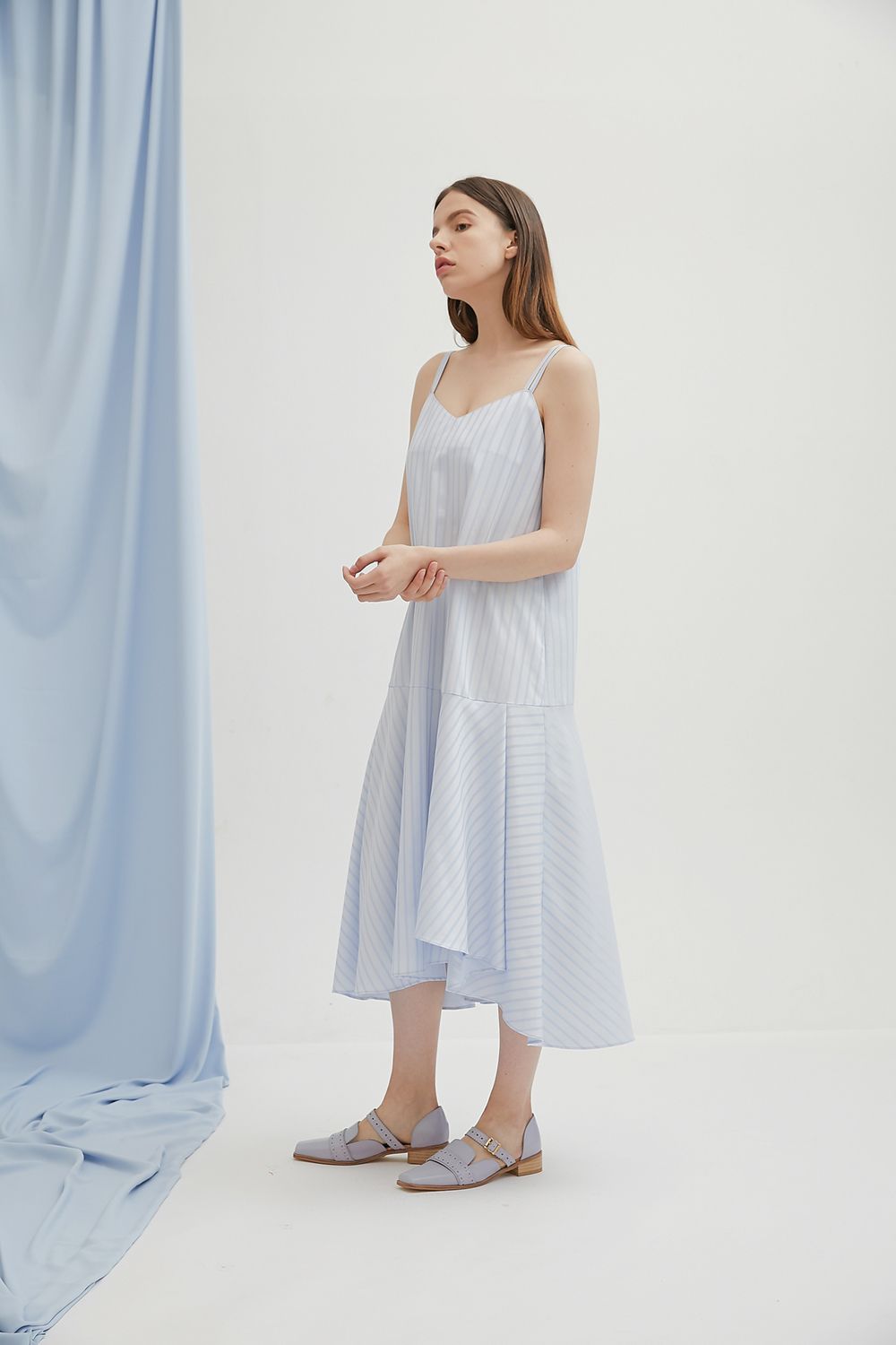 BUSTIER STRIPE FLARE ONEPIECE - SKY BLUE - 감도 깊은 취향 셀렉트샵 29CM