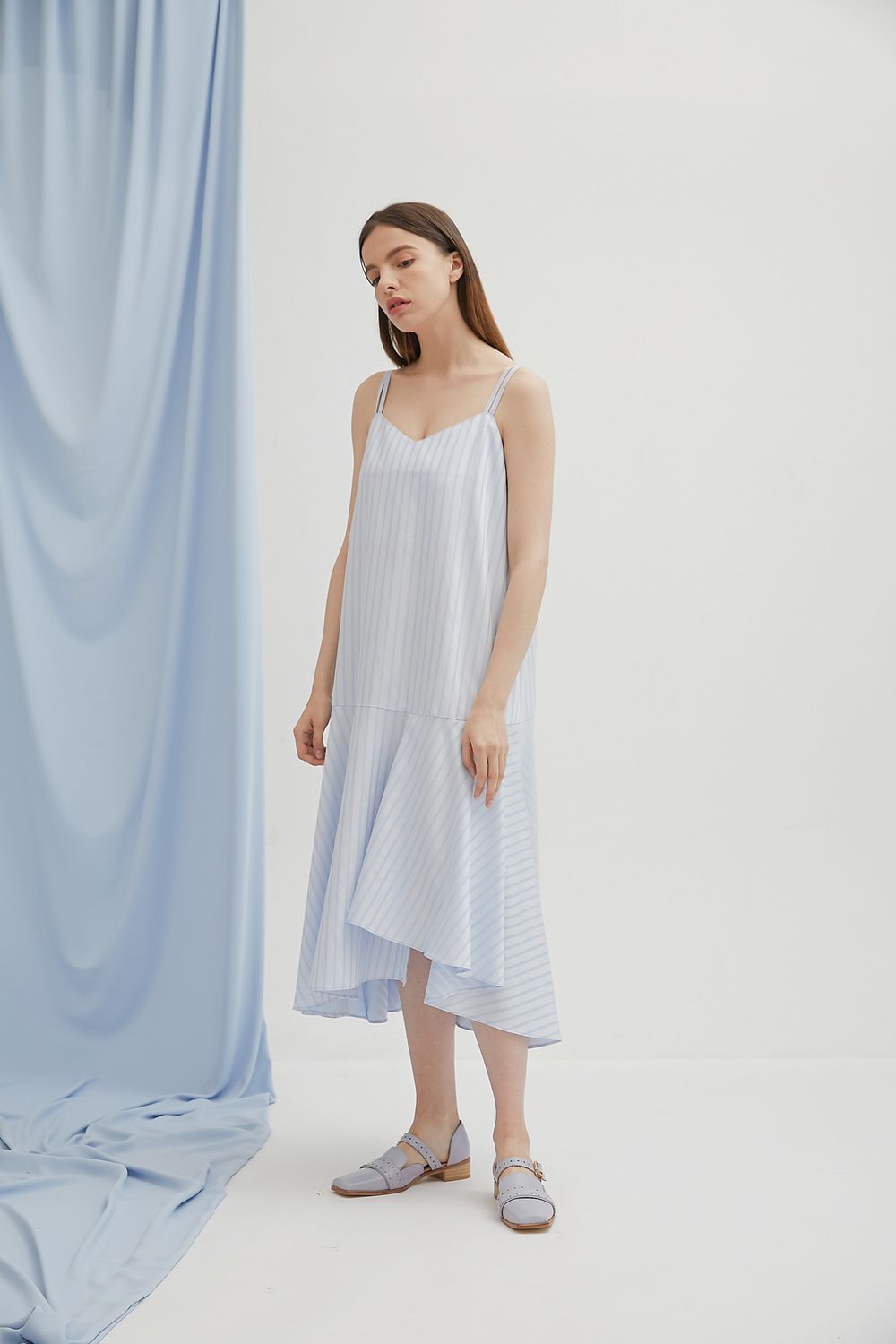 BUSTIER STRIPE FLARE ONEPIECE - SKY BLUE - 감도 깊은 취향 셀렉트샵 29CM