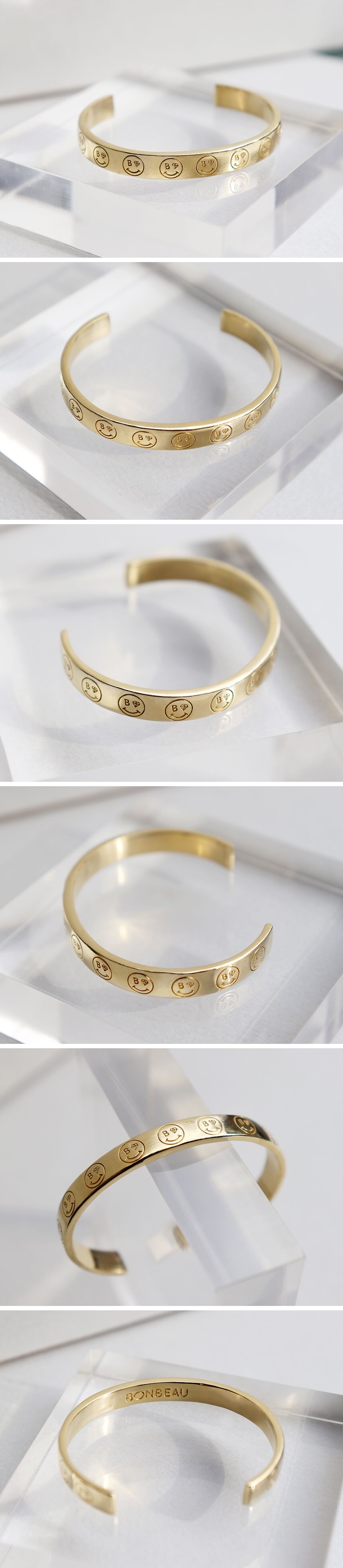 [리퍼브]smile line up open gold bangle Bracelet 스마일 라인업 골드 뱅글팔찌 - 감도 깊은 취향 셀렉트샵 29CM