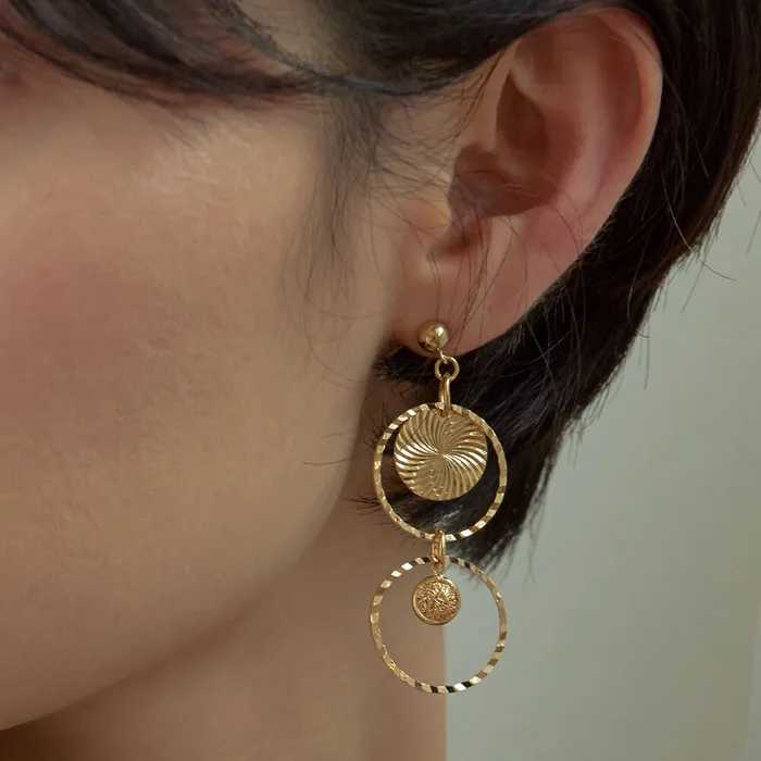 twin circle drop earring-gold - 감도 깊은 취향 셀렉트샵 29CM