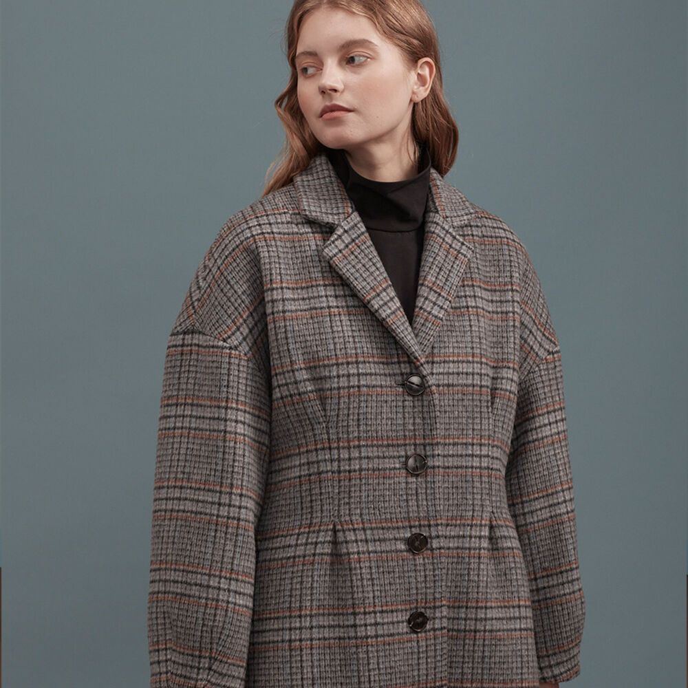 Black Check Long Coat with Button Details - 감도 깊은 취향 셀렉트샵 29CM