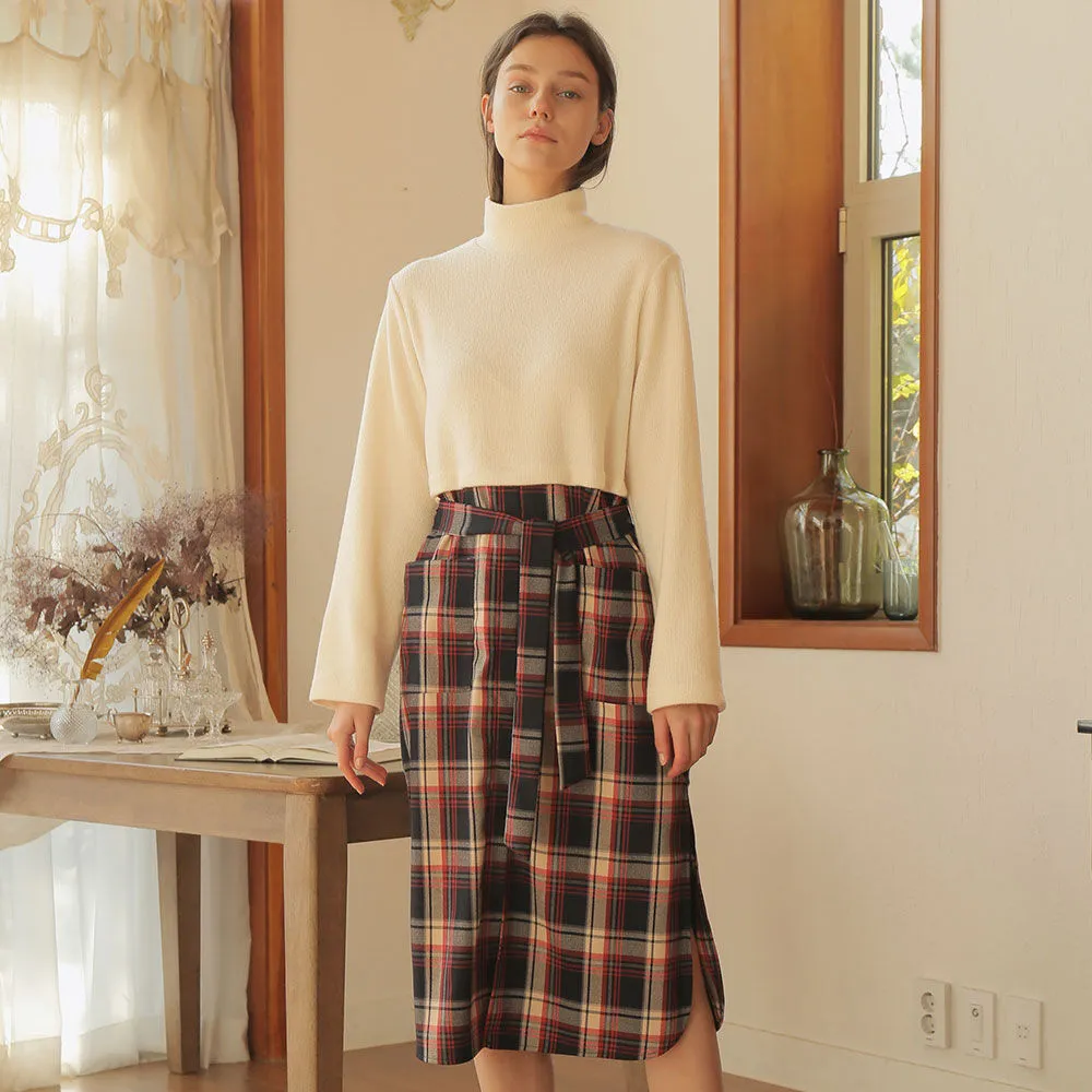 CHECK LAYERED TURTLENECK ONE-PIECE_IVORY - 감도 깊은 취향 셀렉트샵 29CM