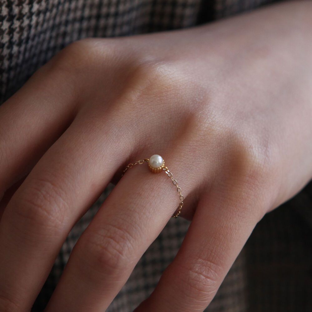 14k gold pearl chain ring - 감도 깊은 취향 셀렉트샵 29CM