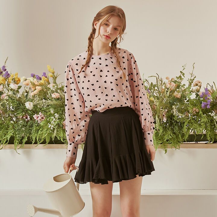 하트 땡땡이 블라우스 핑크 감도 깊은 취향 셀렉트샵 29cm