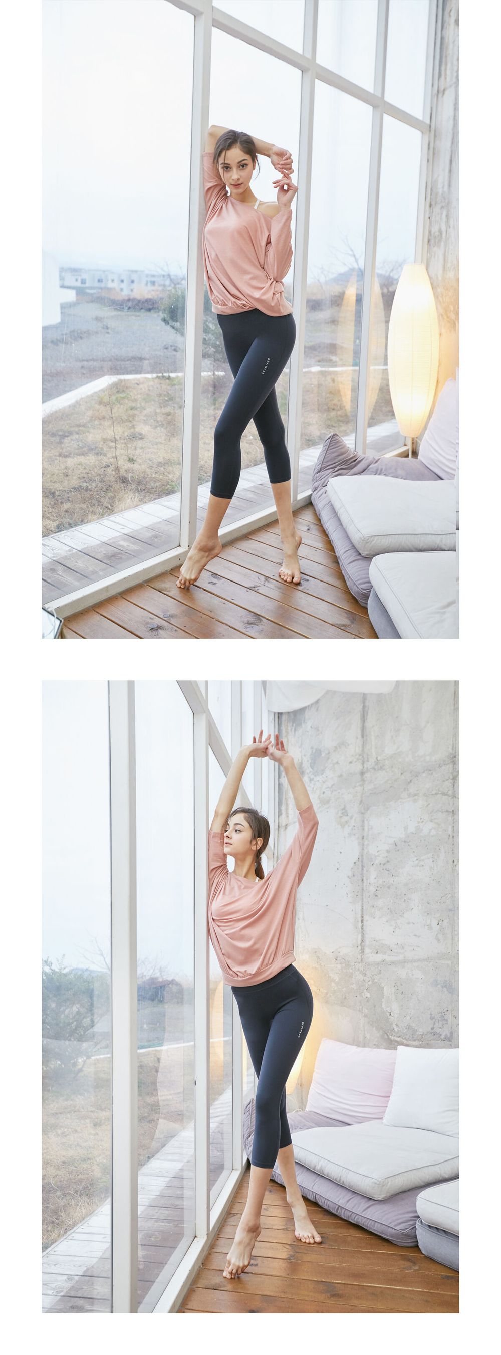 여성 요가복 DEVI-T0035-올드로즈 필라테스 티셔츠 루즈핏 가오리티 - 감도 깊은 취향 셀렉트샵 29CM