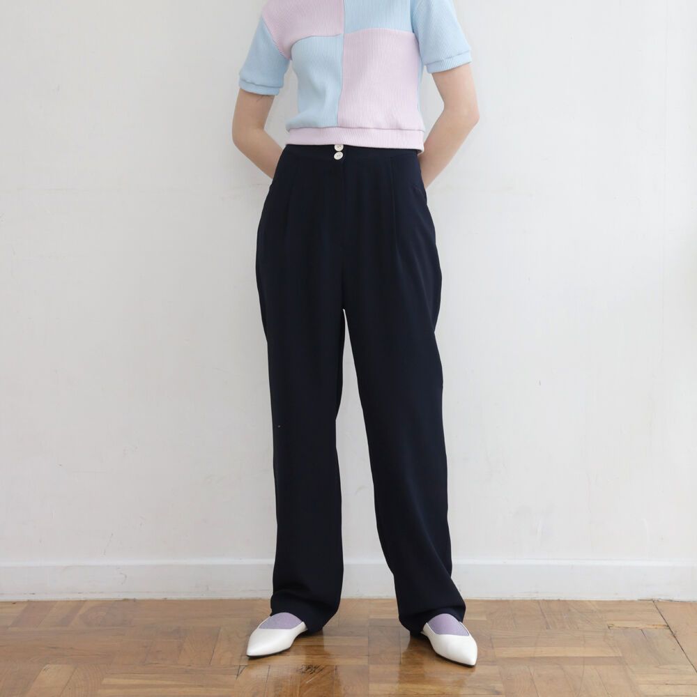 [merze] 스낵 버튼 슬랙스 / 네이비 컬러 (snack button slacks/navy color) - 감도 깊은 취향 ...