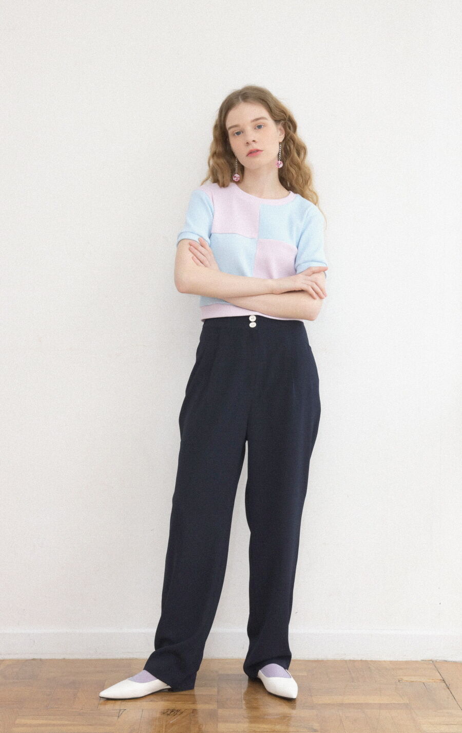 [merze] 스낵 버튼 슬랙스 / 네이비 컬러 (snack button slacks/navy color) - 감도 깊은 취향 ...