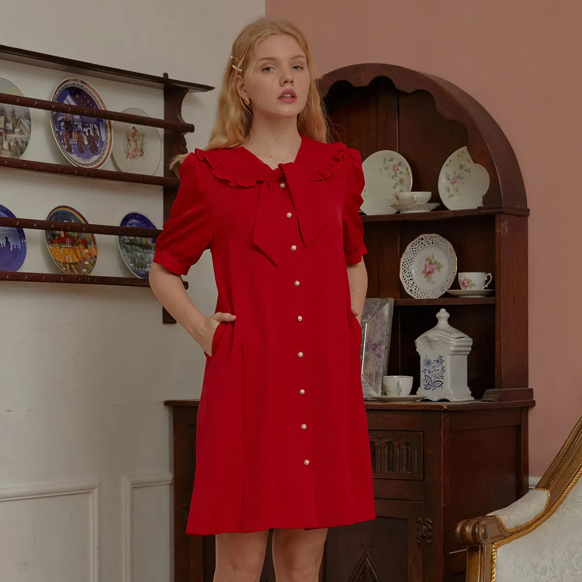 [ILLUSTRIS ILLUSION]RED RIBBON DRESS - 감도 깊은 취향 셀렉트샵 29CM