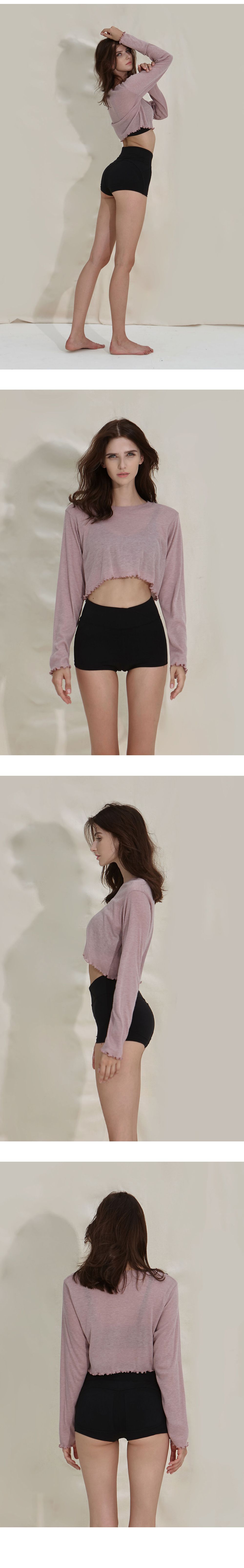 여성 요가복 DEVI-T0047-에쉬핑크 필라테스 긴팔티 크롭티 물결라인 - 감도 깊은 취향 셀렉트샵 29CM