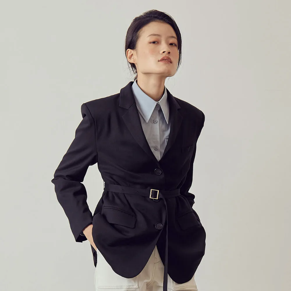 BASIC BELTED BLAZER [BLACK] - 감도 깊은 취향 셀렉트샵 29CM