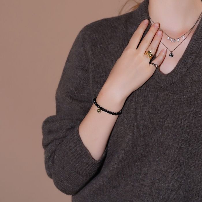 Gold star smile point glass ball Bracelet 스타 스마일 참 글라스볼 팔찌 - 감도 깊은 취향 ...