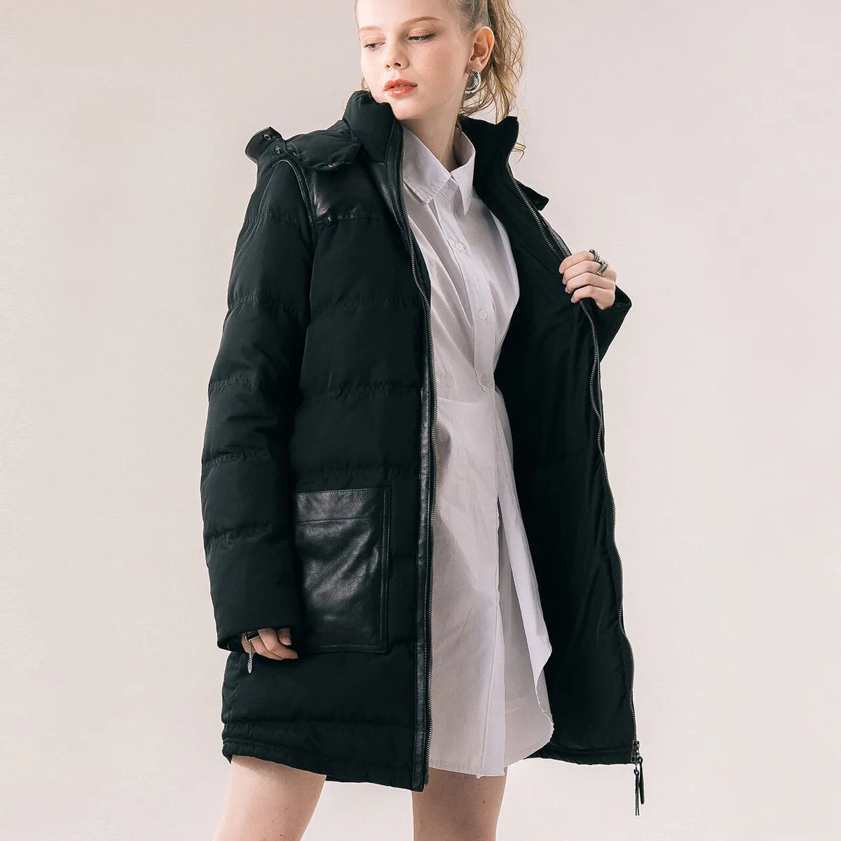 LAMBSKIN PATCH DUCKDOWN PADDING-BK - 감도 깊은 취향 셀렉트샵 29CM