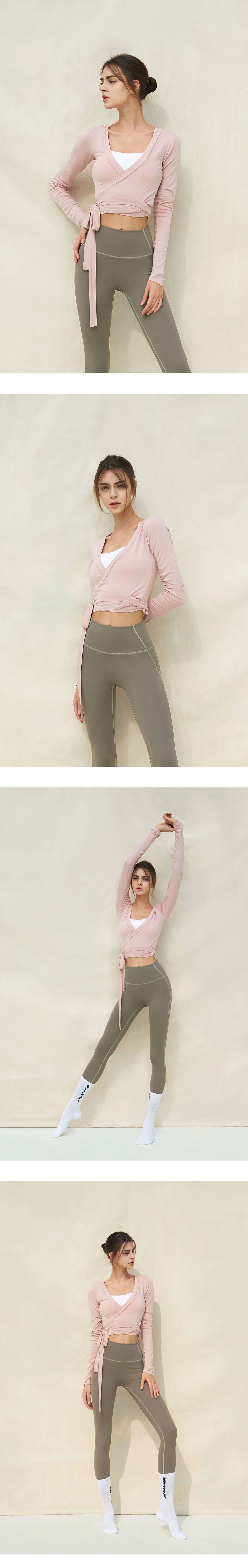 여성 요가복 DEVI-T0048-살몬핑크 필라테스 랩 가디건 크롭 긴팔 - 감도 깊은 취향 셀렉트샵 29CM