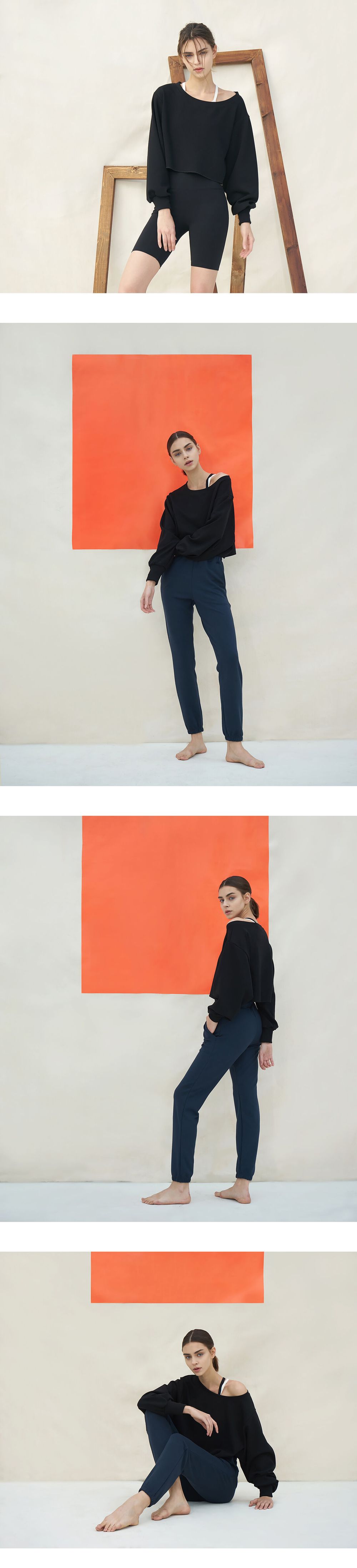 여성 요가복 DEVI-T0049-블랙 필라테스 오버크롭티 긴팔티 맨투맨 - 감도 깊은 취향 셀렉트샵 29CM