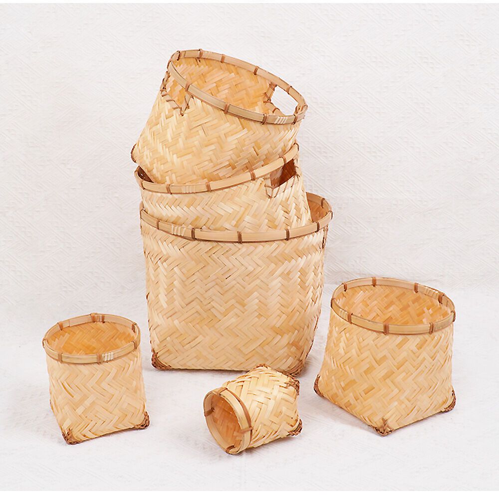 대나무 화분 다용도 수납 바구니 라탄 바스켓 빨래 정리함(6P)-1Set - 감도 깊은 취향 셀렉트샵 29CM