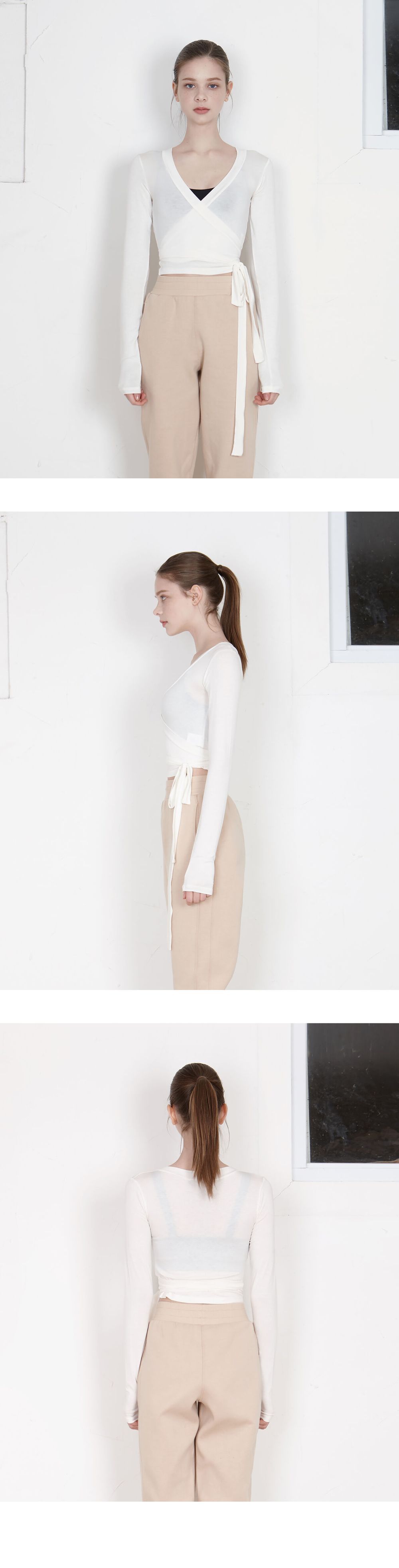 여성 요가복 DEVI-T0048-화이트 필라테스 랩 가디건 크롭 긴팔 - 감도 깊은 취향 셀렉트샵 29CM