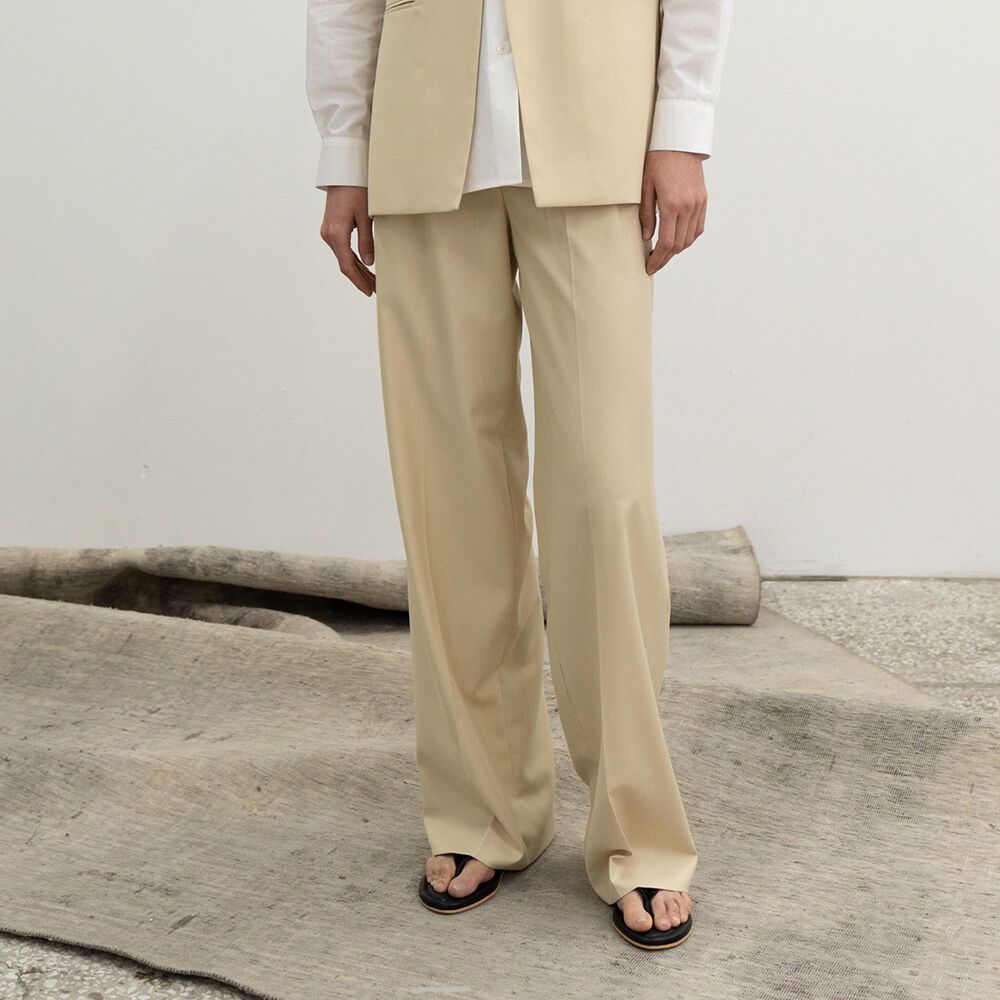 wool wide pintuck slacks (yellow) - 감도 깊은 취향 셀렉트샵 29CM