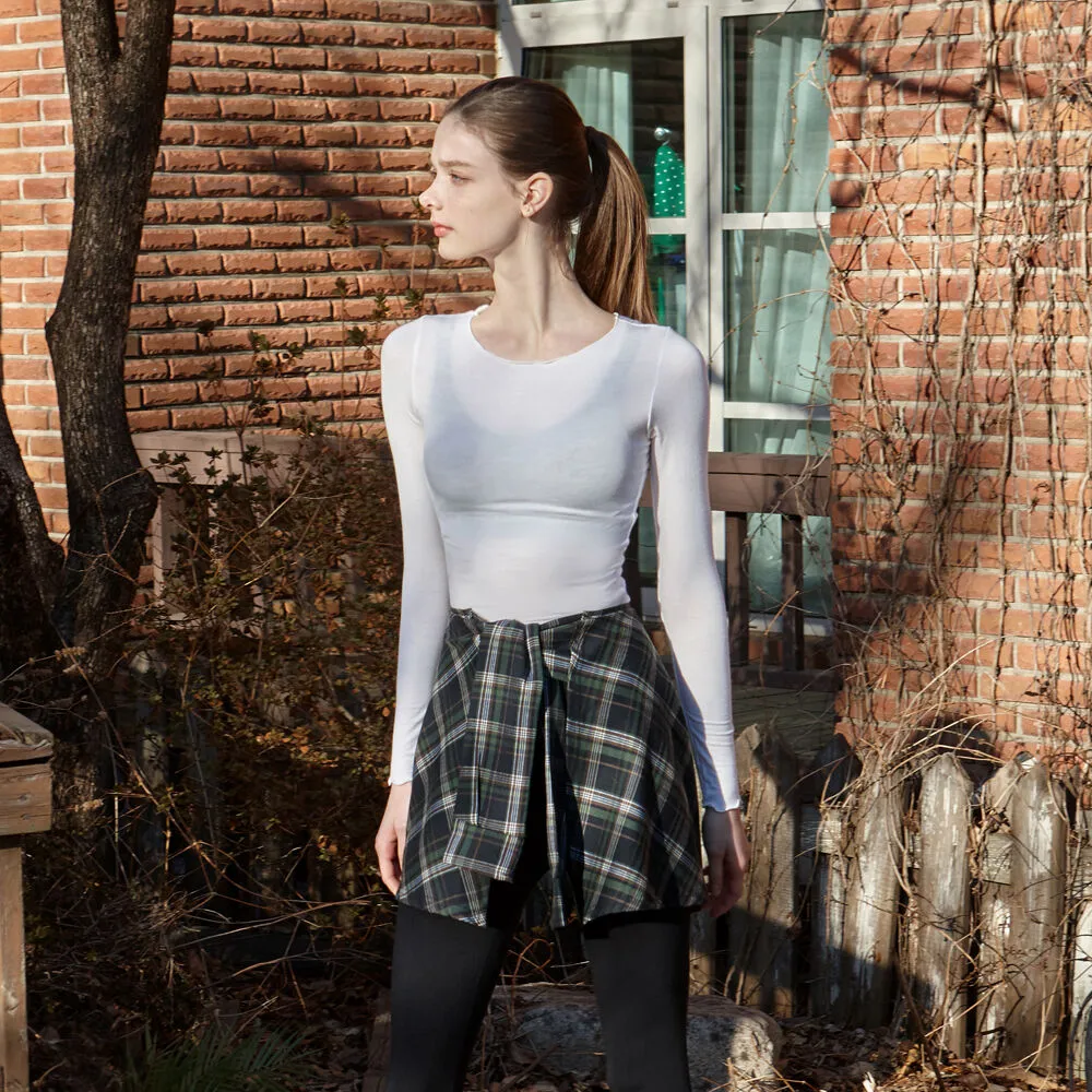 여성 요가복 DEVI-T0056-화이트 필라테스 슬림핏 물결긴팔티 - 감도 깊은 취향 셀렉트샵 29CM