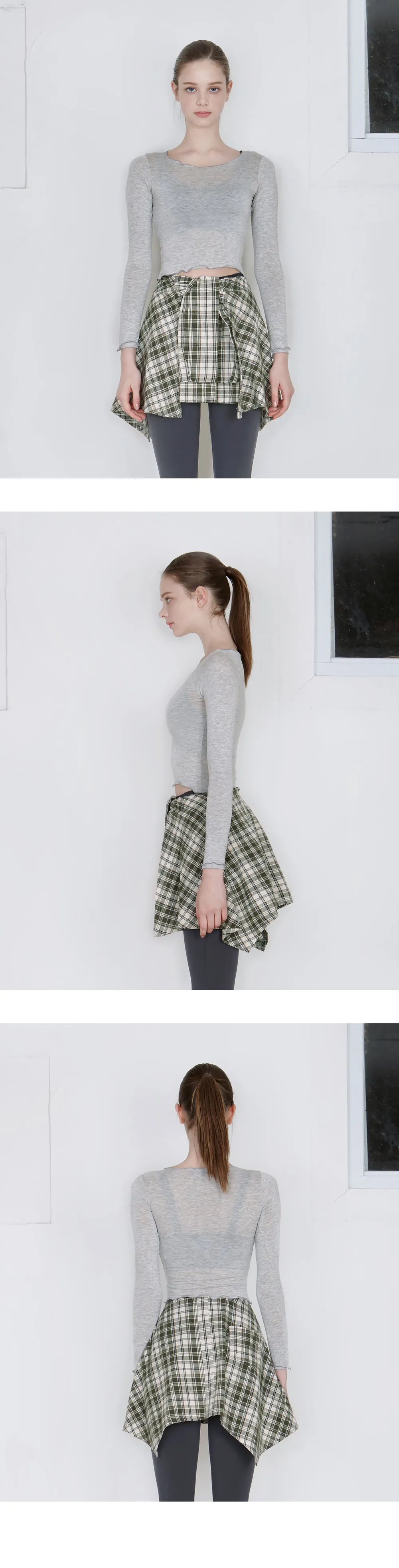 여성 요가복 DEVI-T0056-그레이 필라테스 슬림핏 물결긴팔티 - 감도 깊은 취향 셀렉트샵 29CM