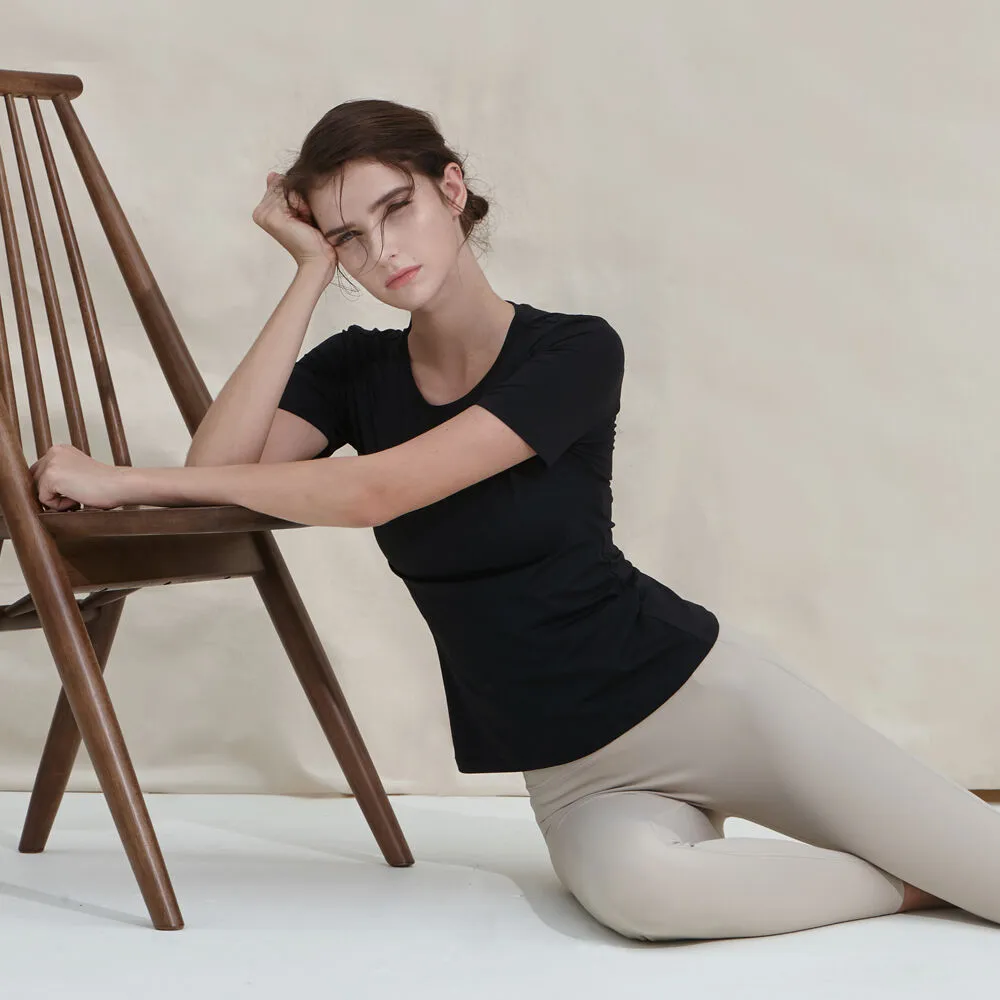 여성 요가복 DEVI-T0045-블랙 필라테스 익스틴 서포트 티 - 감도 깊은 취향 셀렉트샵 29CM