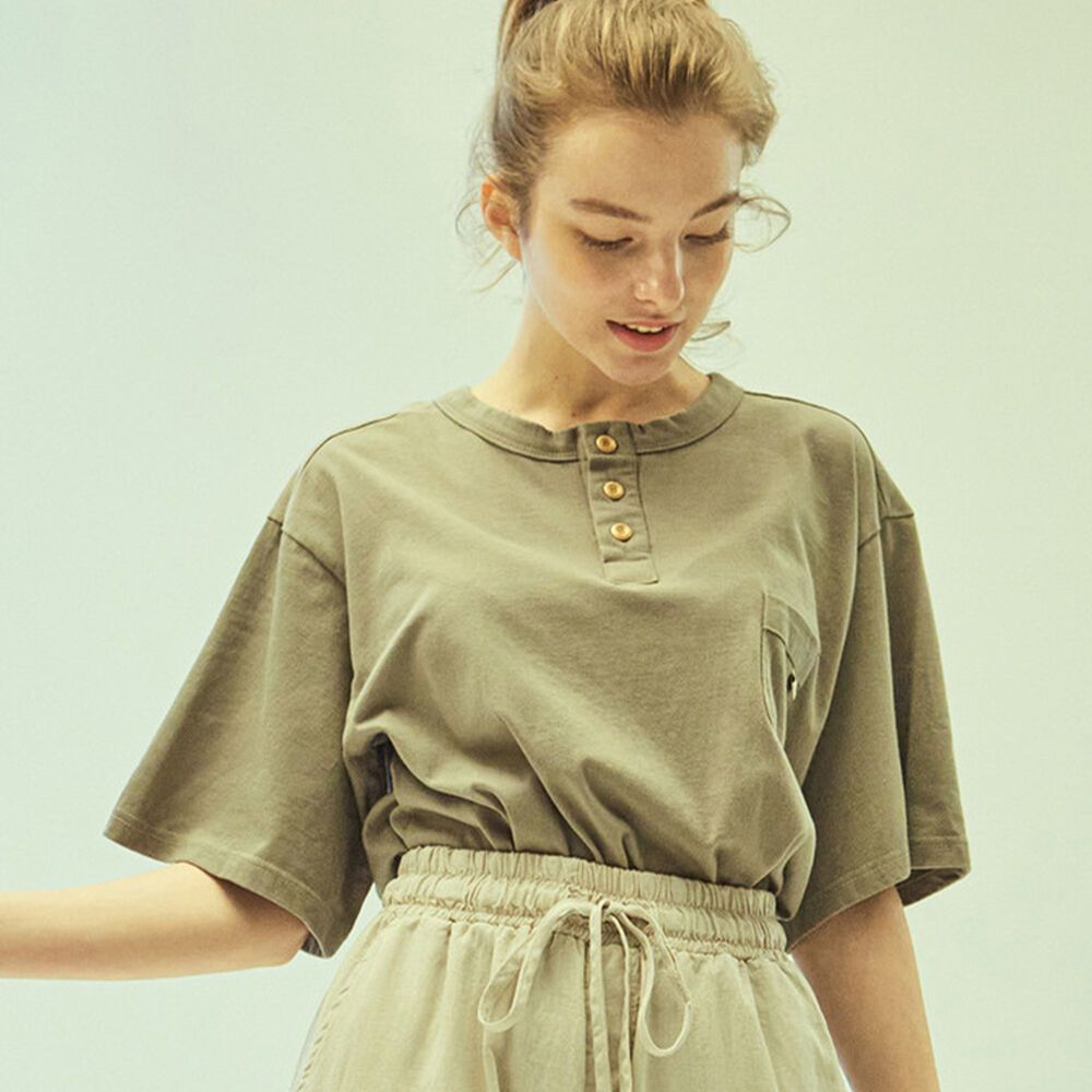 [UNISEX] CU20-2 헨리넥 T (4부) #카키 - 감도 깊은 취향 셀렉트샵 29CM