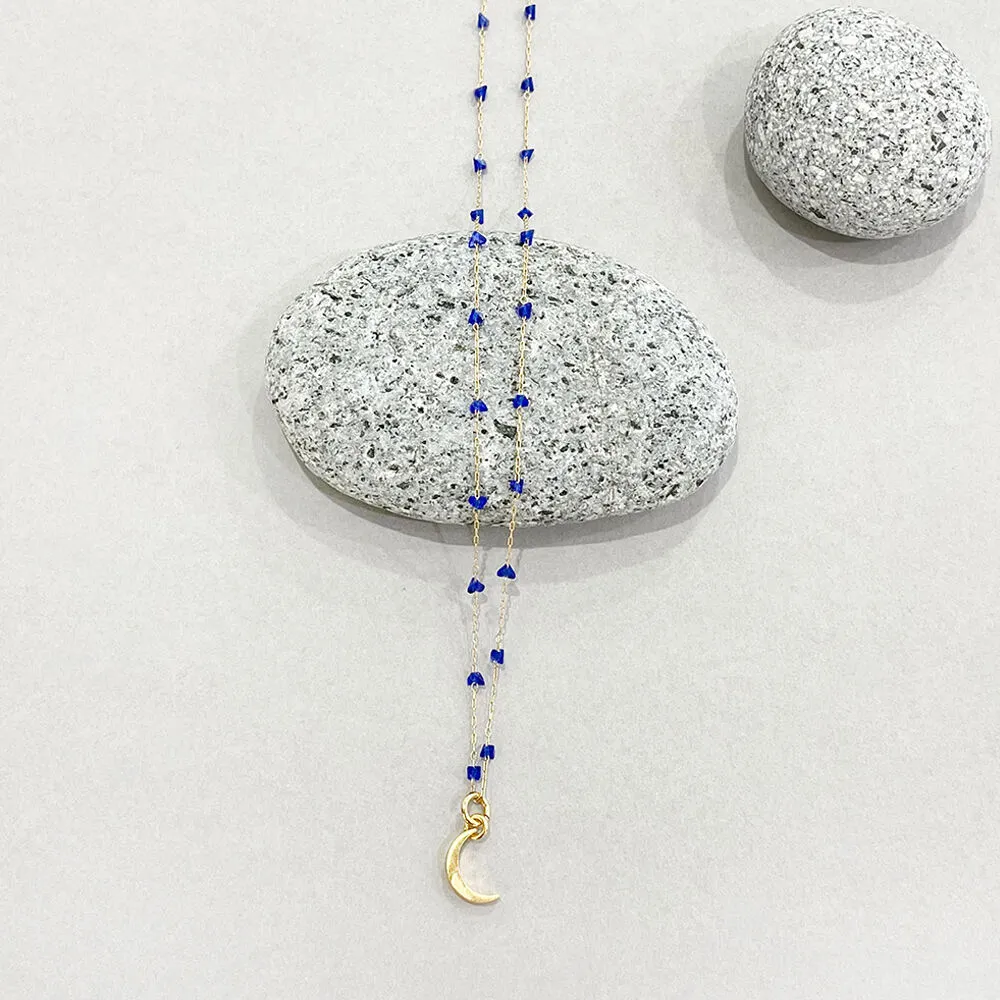 [삿치] BLUE CRYSTAL MOON N 달펜던트 블루크리스탈체인 네크리스 - 감도 깊은 취향 셀렉트샵 29CM