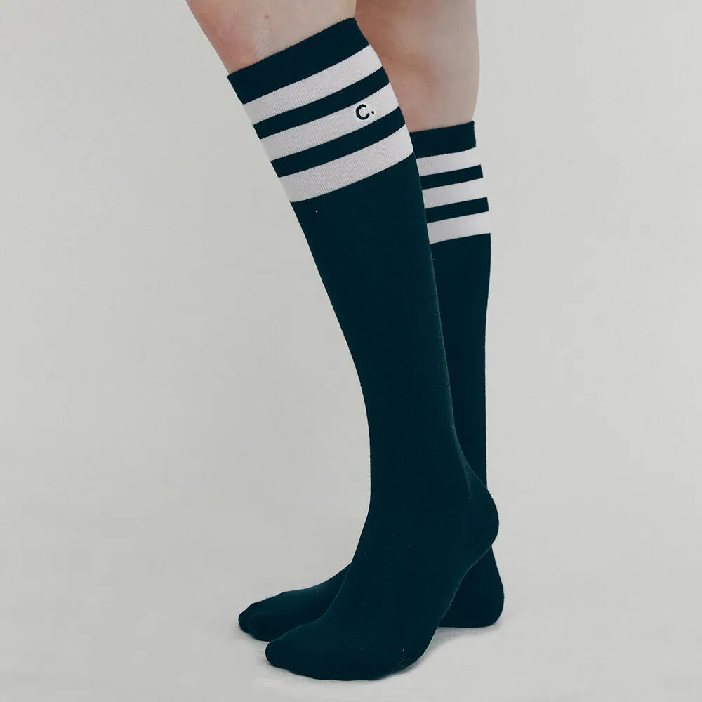 Stripe Knee Socks (Black) - 감도 깊은 취향 셀렉트샵 29CM