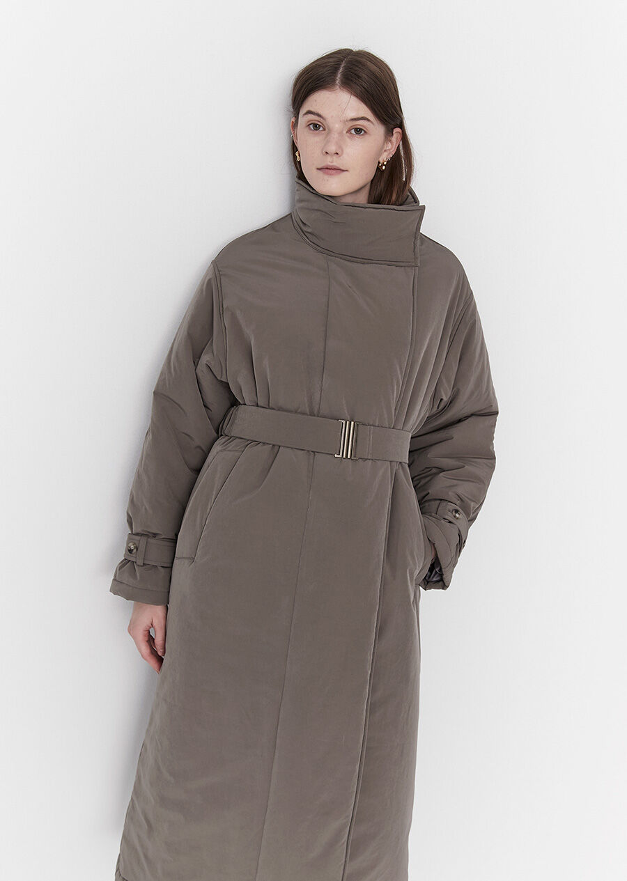 HIGH NECK LONG PADDING COAT (ash khaki) - 감도 깊은 취향 셀렉트샵 29CM
