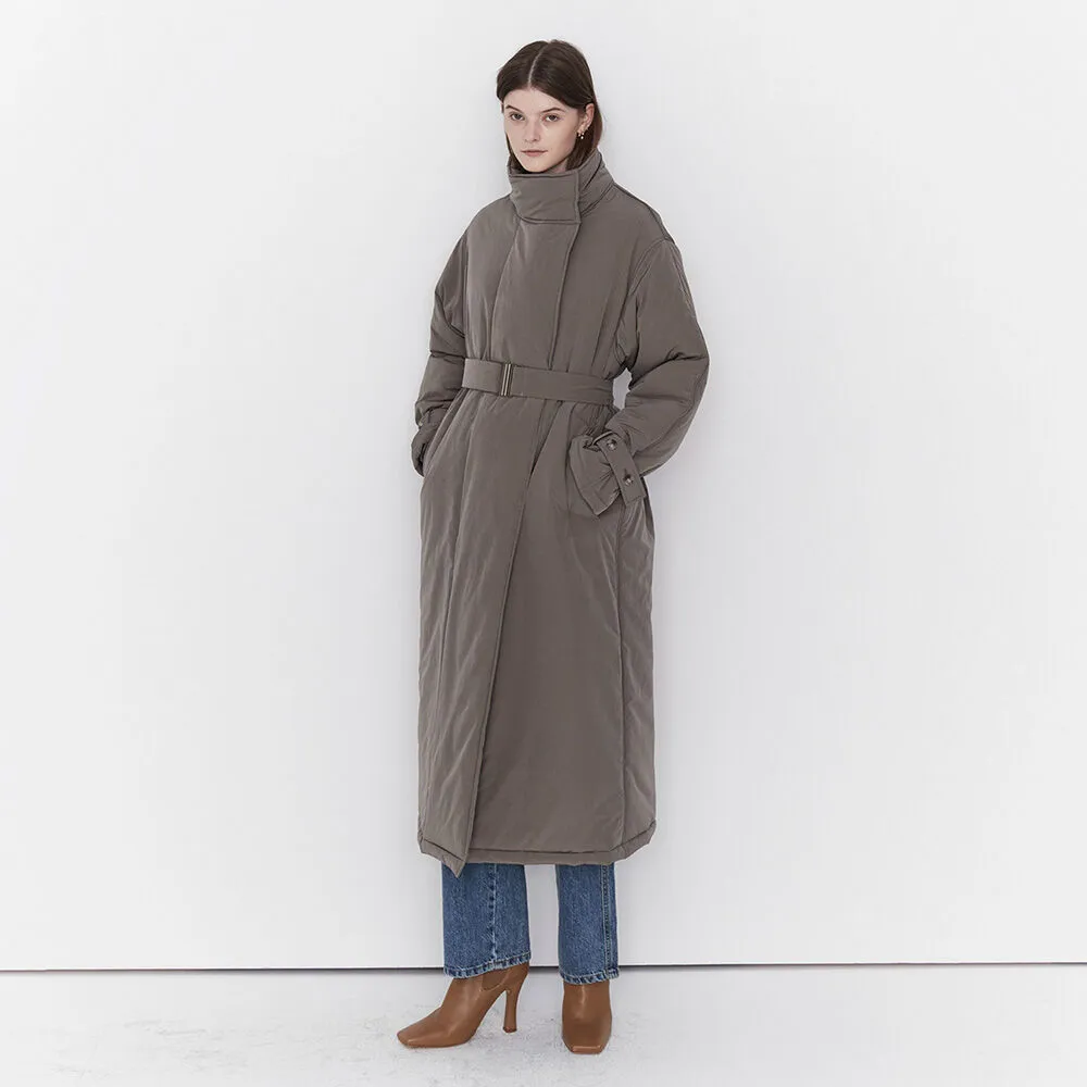 HIGH NECK LONG PADDING COAT (ash khaki) - 감도 깊은 취향 셀렉트샵 29CM