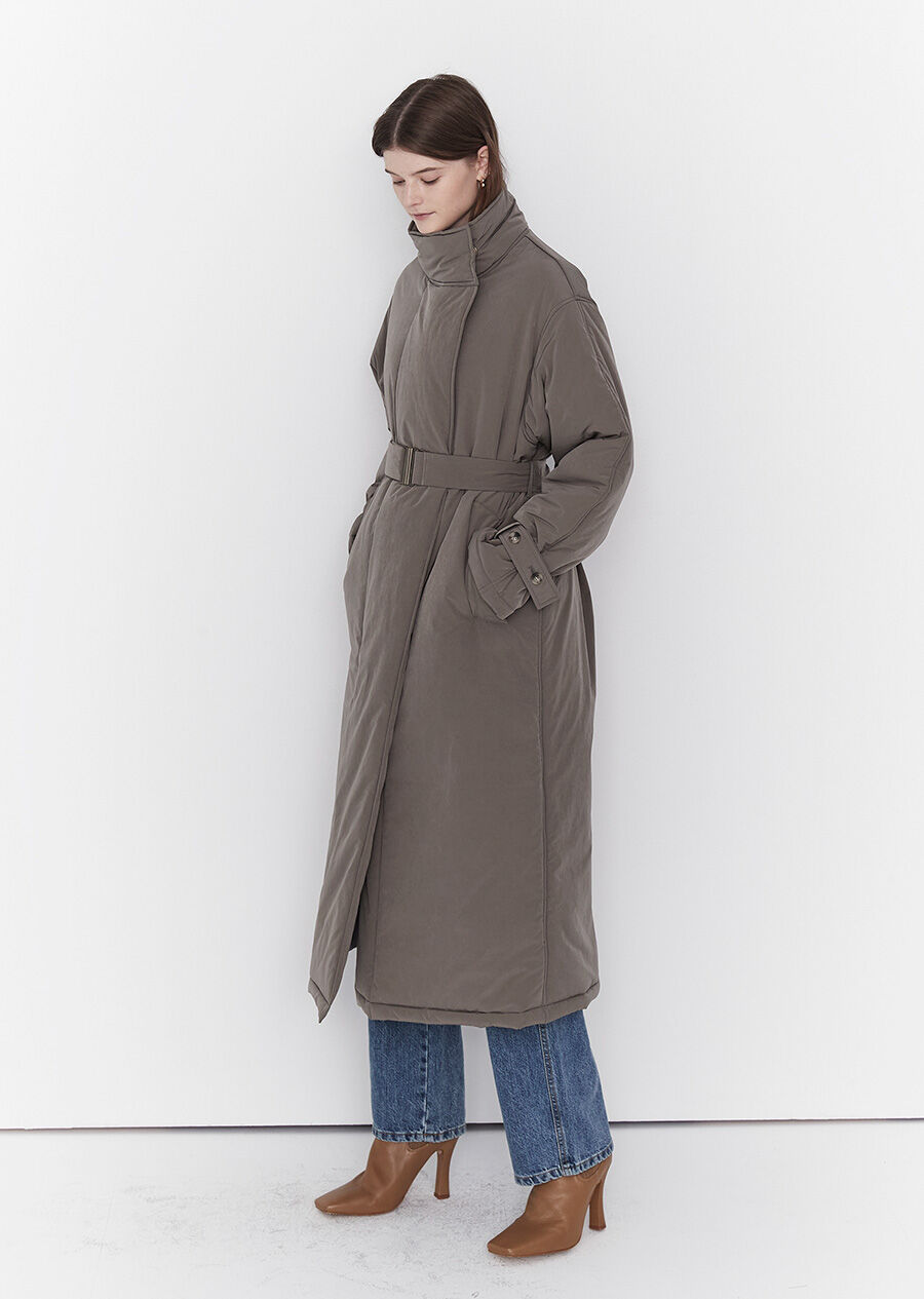 HIGH NECK LONG PADDING COAT (ash khaki) - 감도 깊은 취향 셀렉트샵 29CM