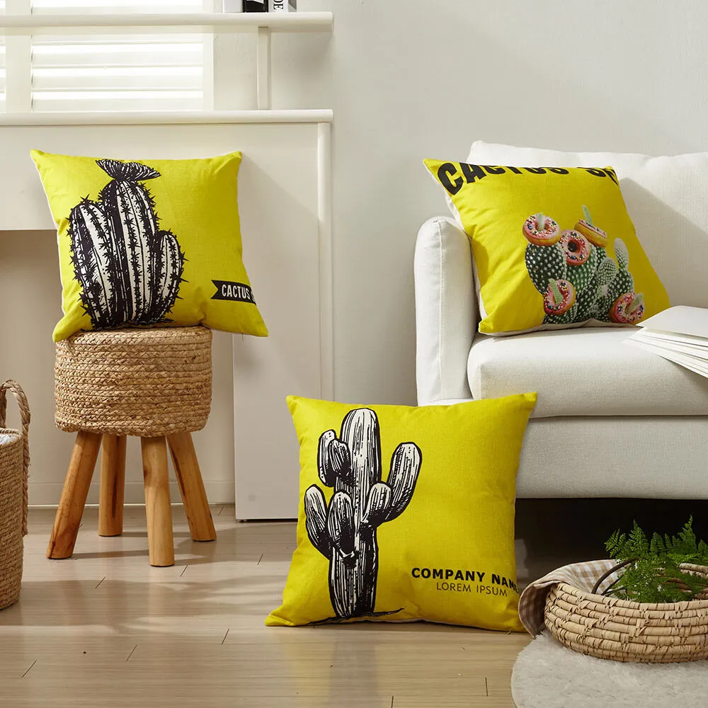 러프 소파 쿠션커버 45x45 옐로우선인장 2P - 감도 깊은 취향 셀렉트샵 29CM
