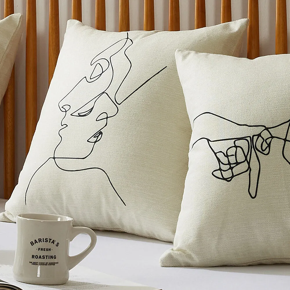 러프 소파 쿠션(솜포함) 45x45 핸드드로잉 A 2P - 감도 깊은 취향 셀렉트샵 29CM