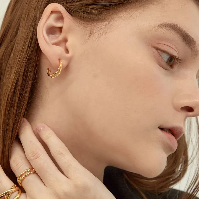 [21FW] Silver925 Gold Double Ring Earring - 감도 깊은 취향 셀렉트샵 29CM