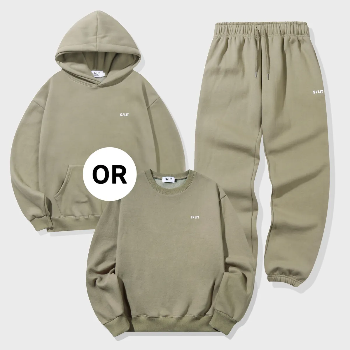 [SET] 스테디 스웨트 기모 셋업 2P 카키 - 감도 깊은 취향 셀렉트샵 29CM