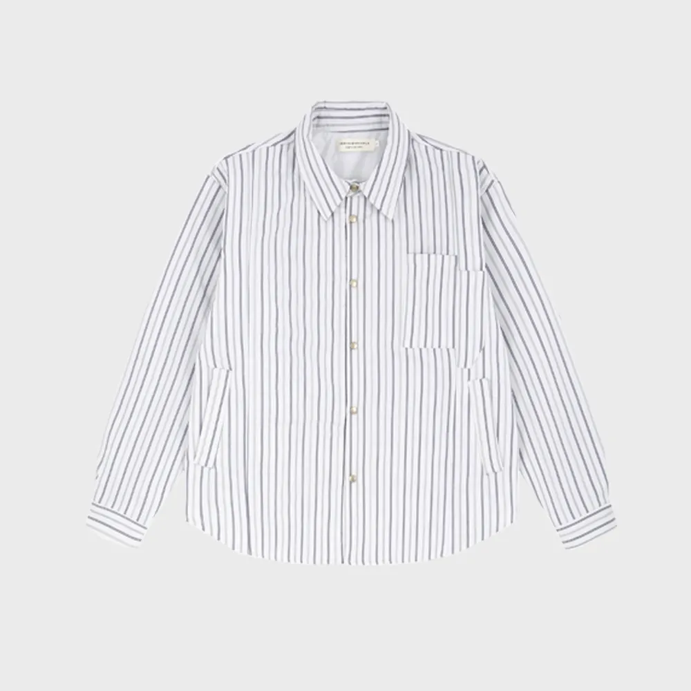 WHITE STRIPE UNBALANCED PADDING SHIRTS - 감도 깊은 취향 셀렉트샵 29CM