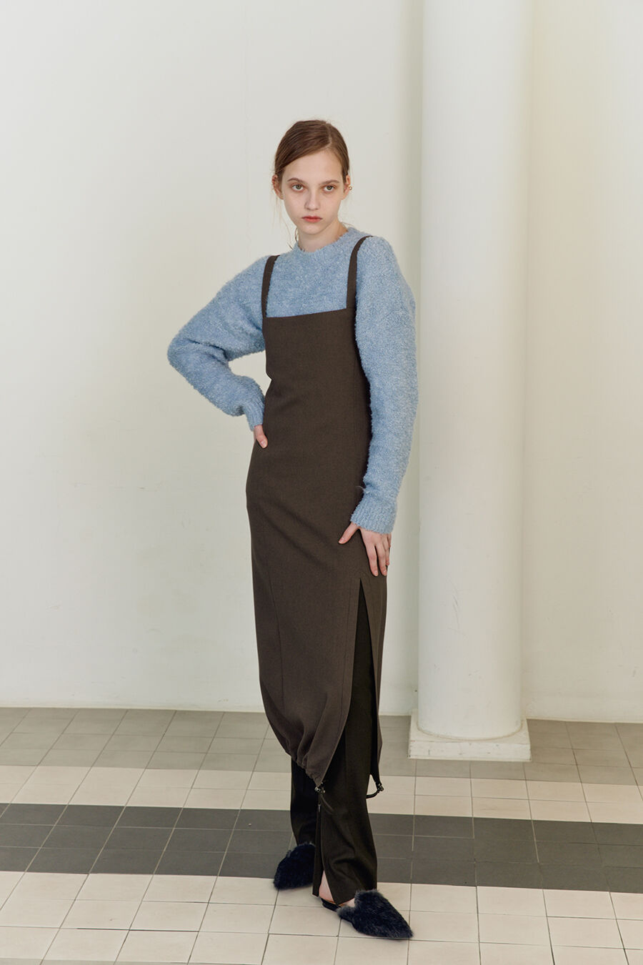 DRAW STRING STRAP DRESS BROWN - 감도 깊은 취향 셀렉트샵 29CM